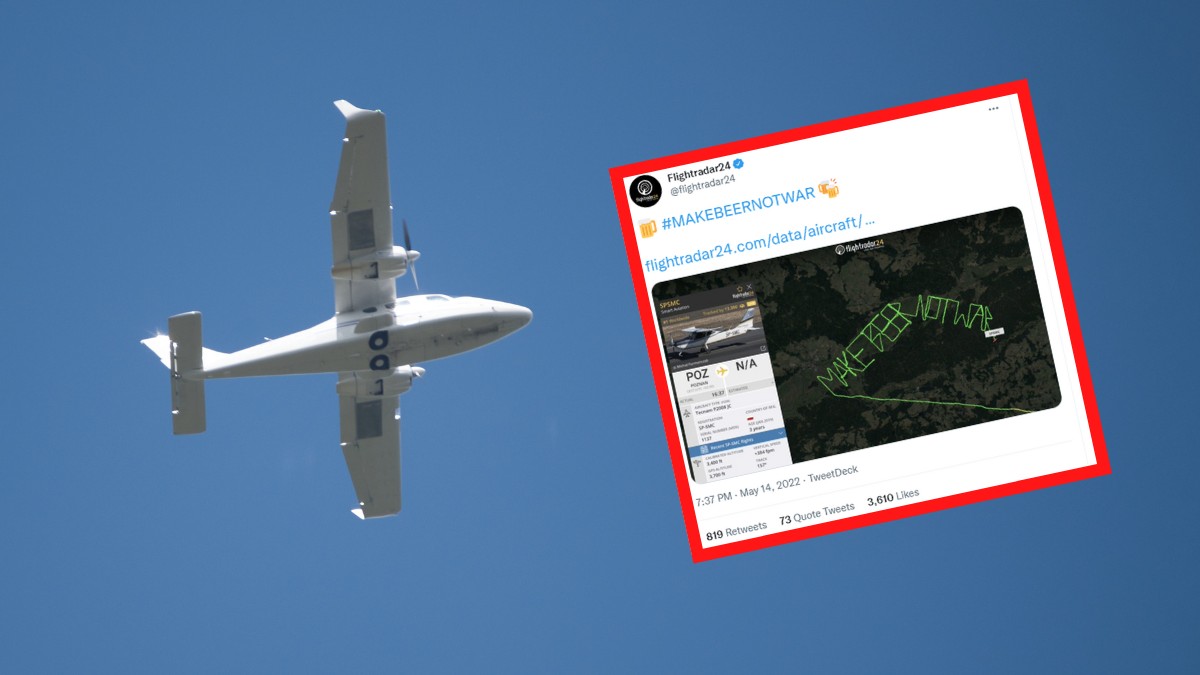 Pilot z Poznania znowu to zrobił. Antywojenny apel na niebie