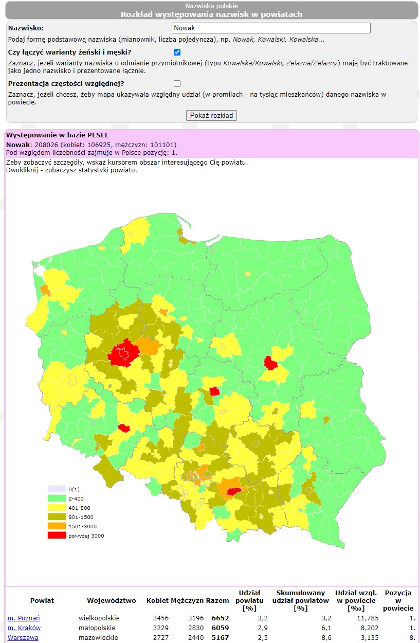 Internetowy Słownik Nazwisk w Polsce. Sprawdź pochodzenie i znaczenie ...