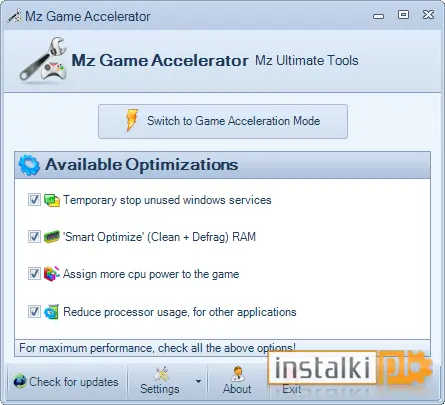 Mz Game Accelerator 1.1.0 - Windows - download - instalki.pl